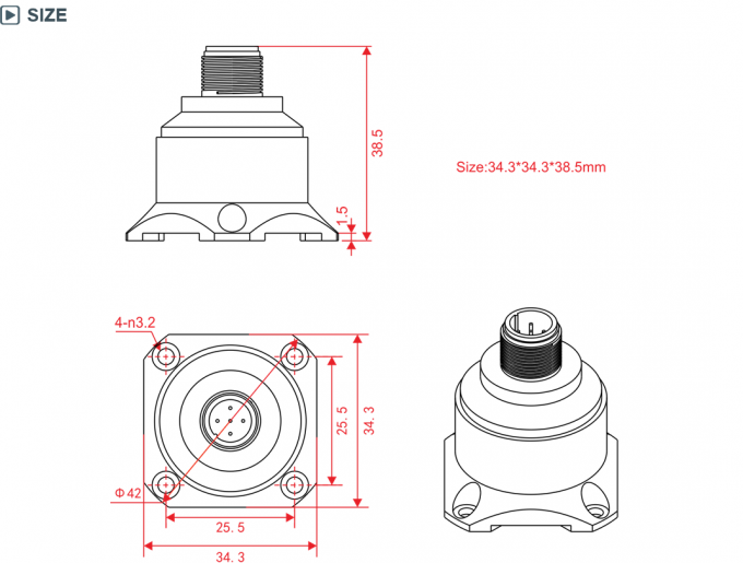 AKG39 4000Hz 출력 삼축 디지털 가속도, RS232 MEMS 진동 센서